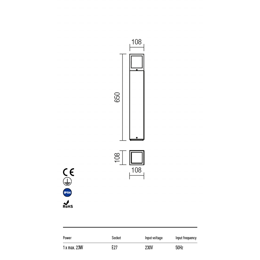 Градински стълб BRICK 9644 Redo IP54 | Osvetlenieto.bg