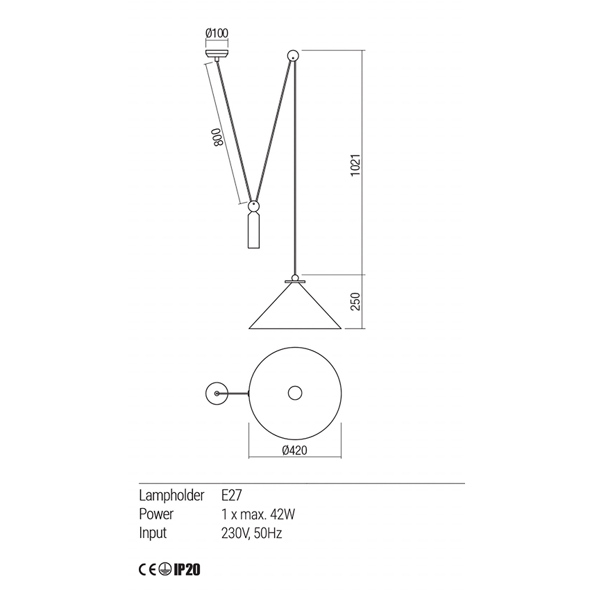 Пендел KALIMBA 01-1545 Redo 1X42W E27 BRONZE | Osvetlenieto.bg